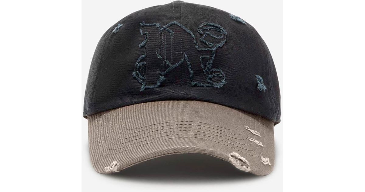 Palm Angels Ripped Logo Monogram Cap in Blue for Men | Lyst UK