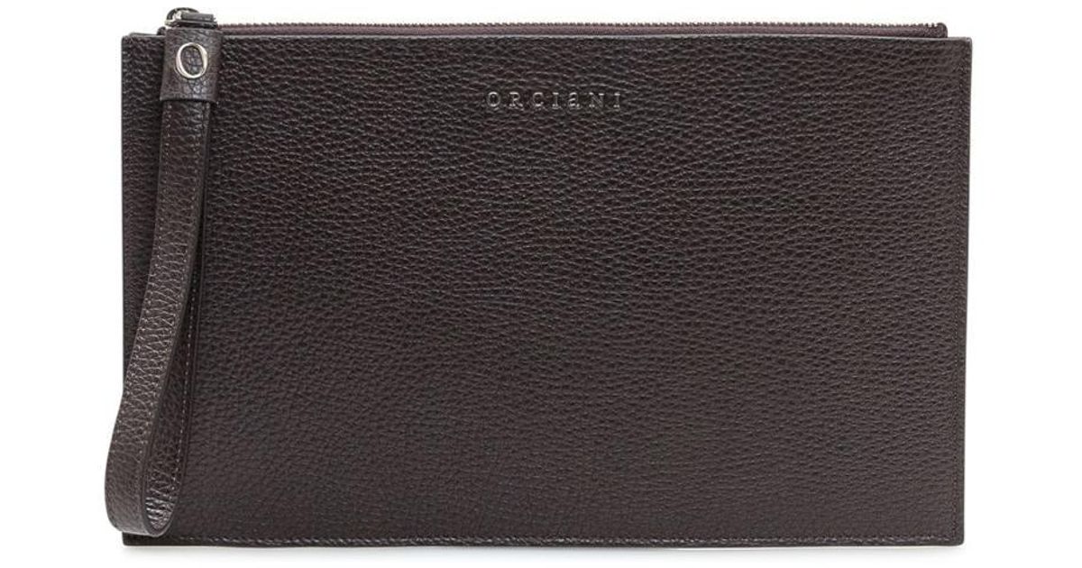 Orciani Martellato Leather Clutch Bag in Gray for Men | Lyst