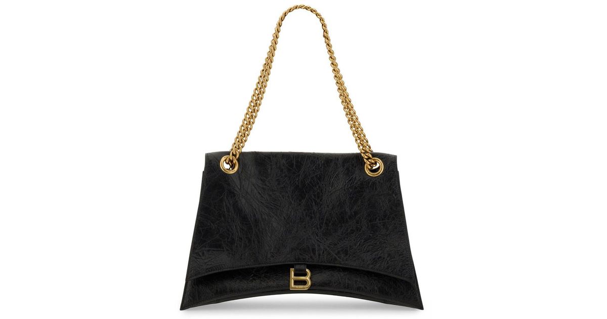 Balenciaga Large Bag With Chain Crush in Black | Lyst