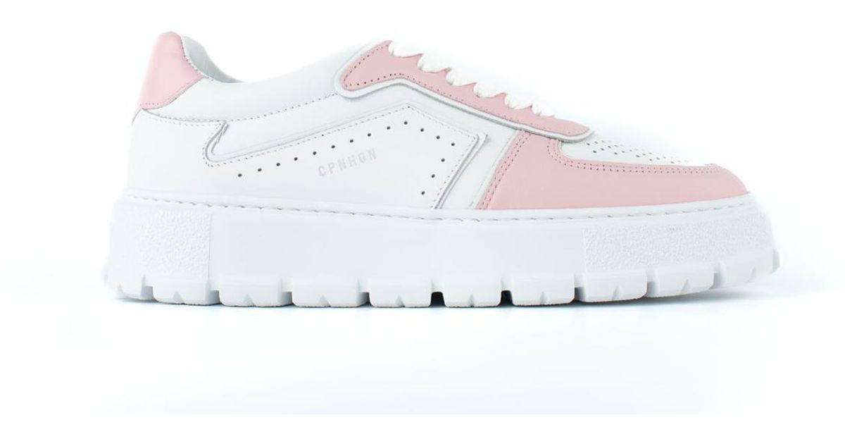 COPENHAGEN Two-tone Leather Sneakers Pink Details in White | Lyst