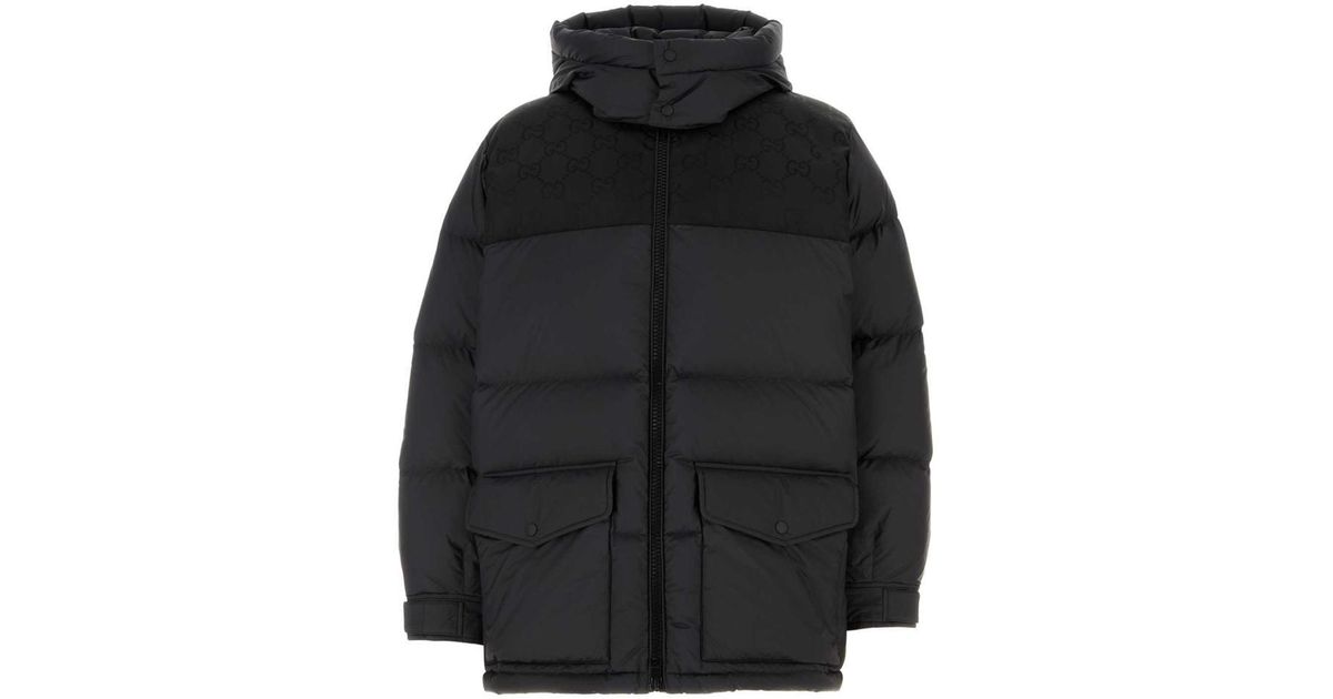 Gucci Nylon Down Jacket in Black for Men | Lyst