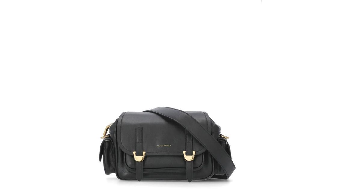 Coccinelle Leather Shoulder Bag with Magnetic Flap in Black | Lyst