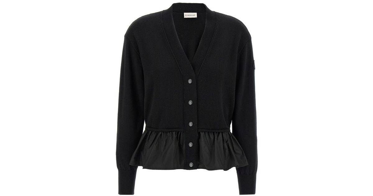 Moncler Peplos Cardigan in Black | Lyst