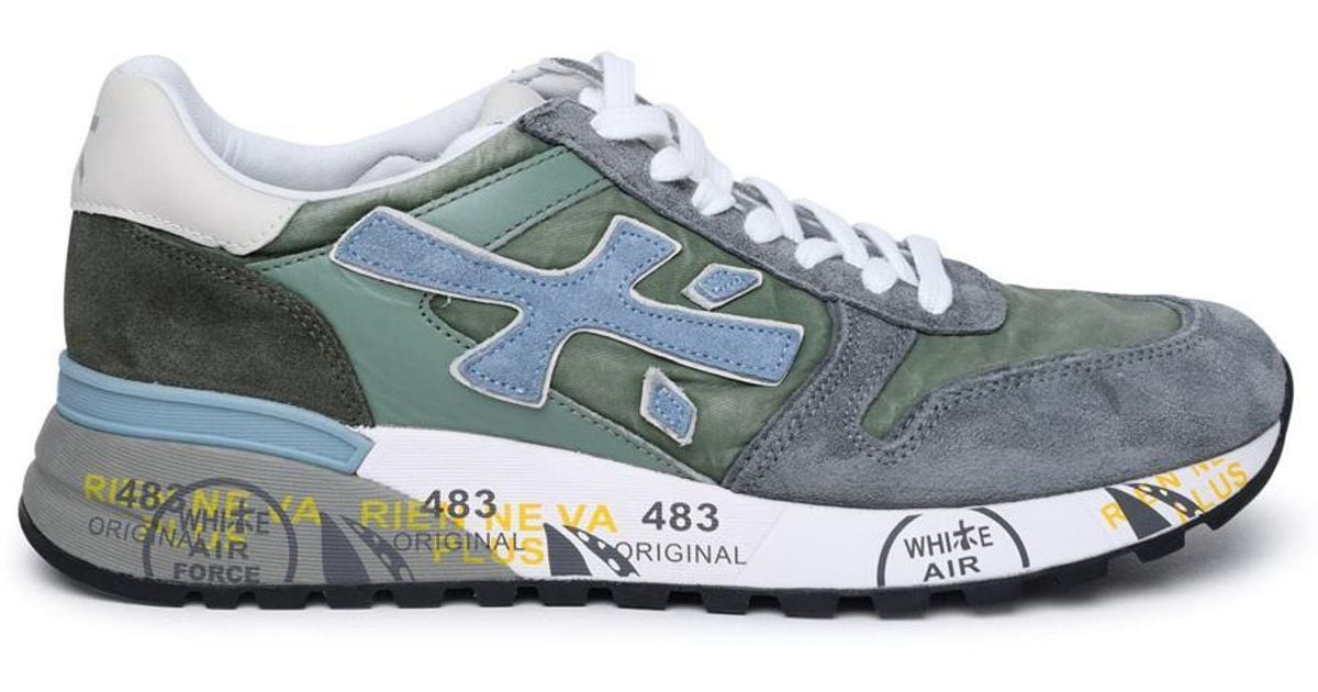 Premiata 'Mick' Leather And Nylon Sneakers in Blue for Men | Lyst