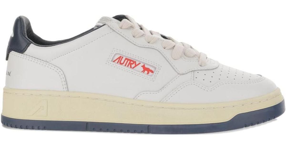 Autry X Maison Kitsune Medialist Low Sneakers in White for Men | Lyst
