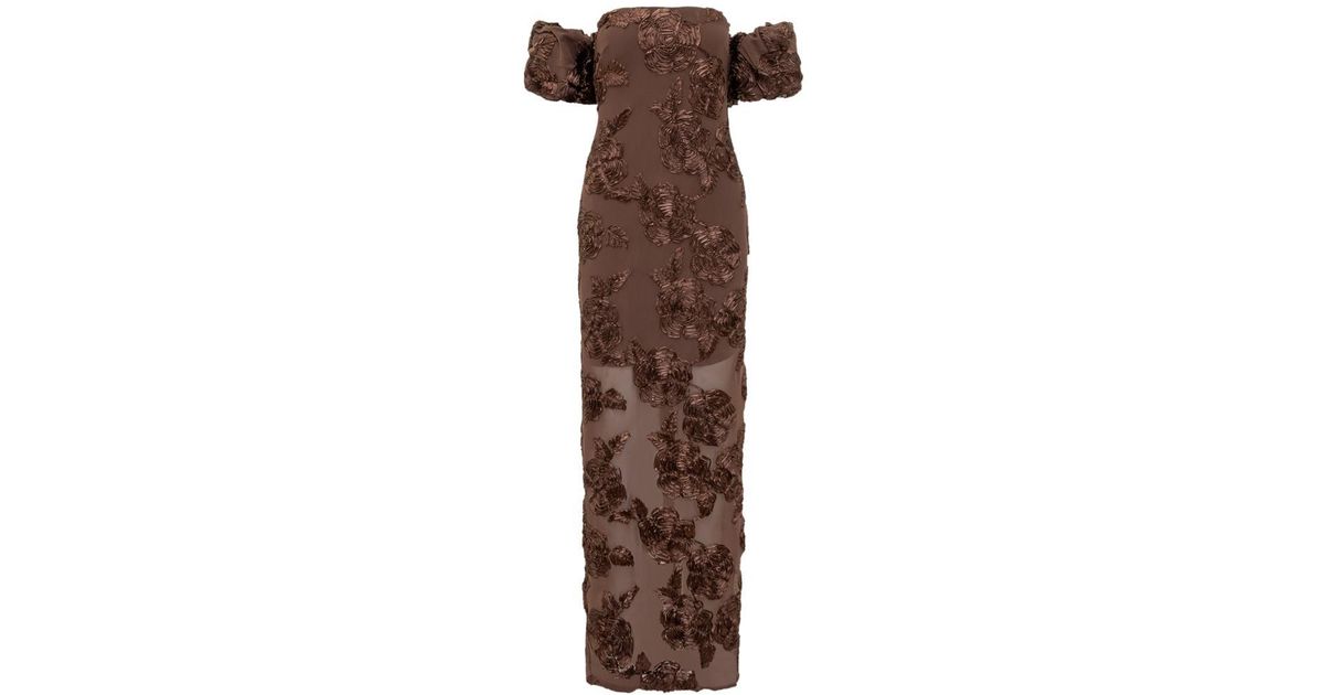 ROTATE BIRGER CHRISTENSEN Rotate Long Dress With Embossed Flowers in ...