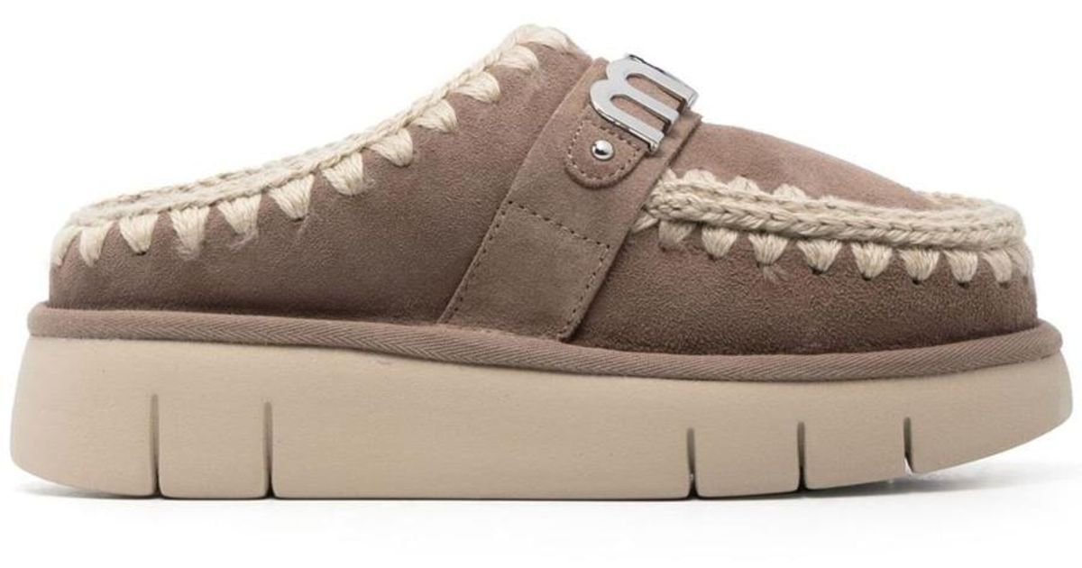 Mou Bounce Clog Metal Logo Shoes in Brown | Lyst UK