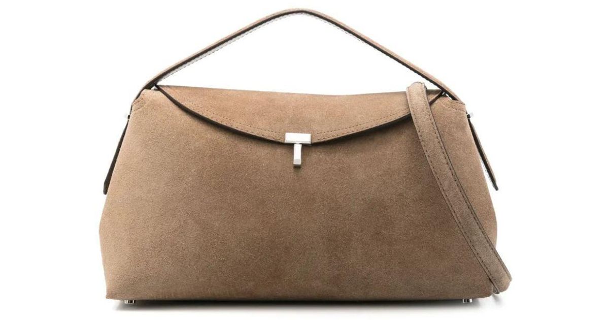 TOTEME T-Lock Suede Top Handle in Brown | Lyst UK