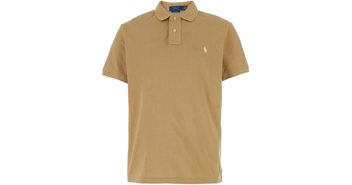 Polo Ralph Lauren Beige Polo Shirt With Classic Collar And Pony ...