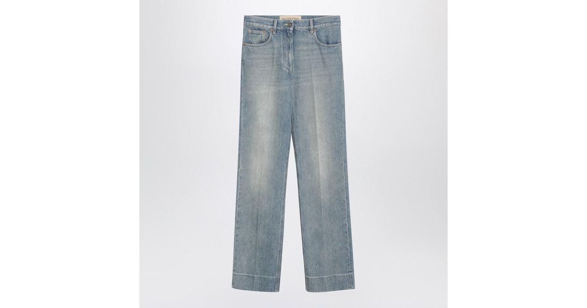 Valentino Garavani Light Washed-effect Jeans in Blue | Lyst UK