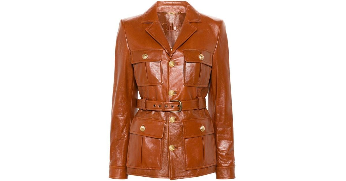 Chloé Leather Outerwears in Brown | Lyst