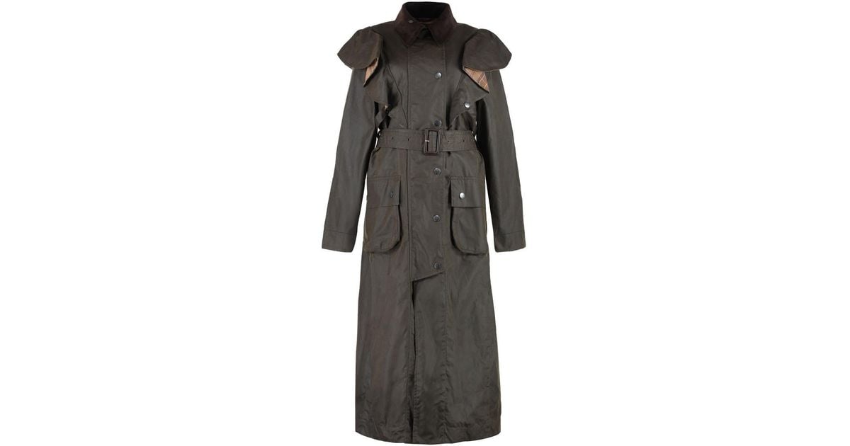 Chloé Barbour X - Waxed Cotton Dani Trench Coat in Black | Lyst