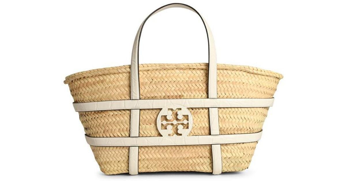 Tory Burch 'Ella' Basket Straw Shopping Bag in Metallic | Lyst UK