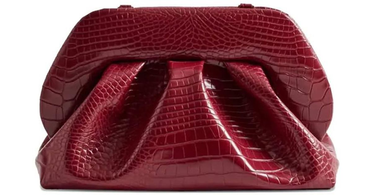 THEMOIRÈ Tia Crocodile-effect Clutch in Red | Lyst UK