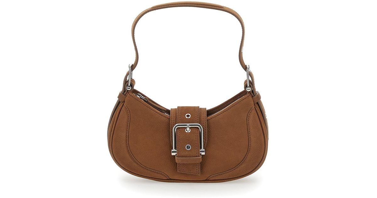 OSOI 'hobo Brocle' Brown Shoulder Bag In Hammered Leather Woman | Lyst