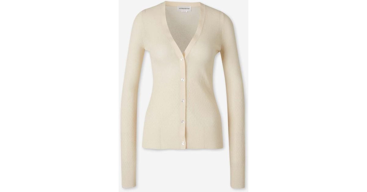 Victoria Beckham Cotton Knit Cardigan in White | Lyst UK