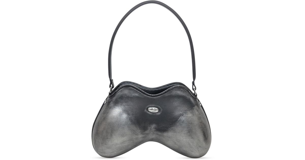 DIESEL Double-d Bag In Metallic Leather in Gray | Lyst