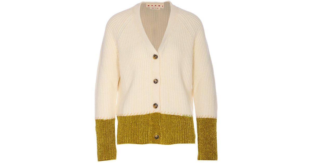Marni Cardigan With Color Block Pattern in Natural | Lyst UK
