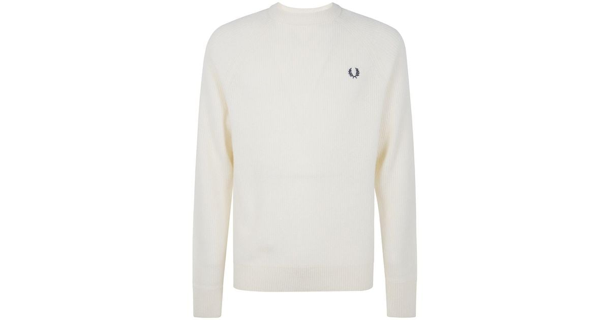 Fred Perry "" Lambswool Raglan Jumper Clothing in White for Men | Lyst UK