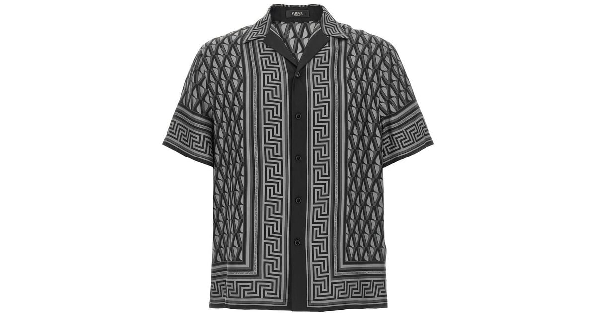 Versace 'V Greca' Shirt in Black for Men | Lyst UK