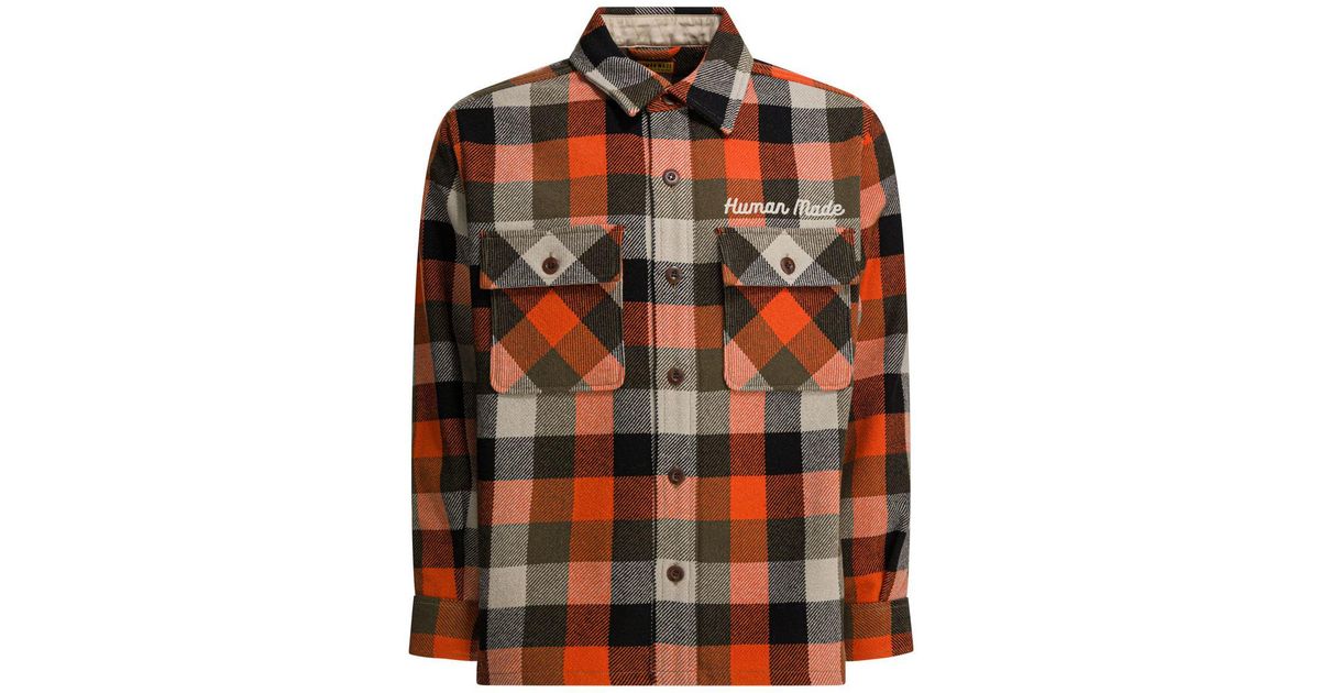 Human Made Wool Overshirt Jacket in Orange for Men | Lyst