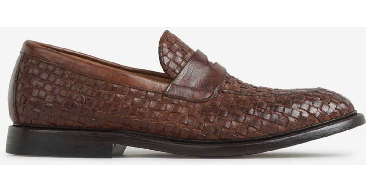 Green George Braided Leather Loafers in Brown for Men | Lyst