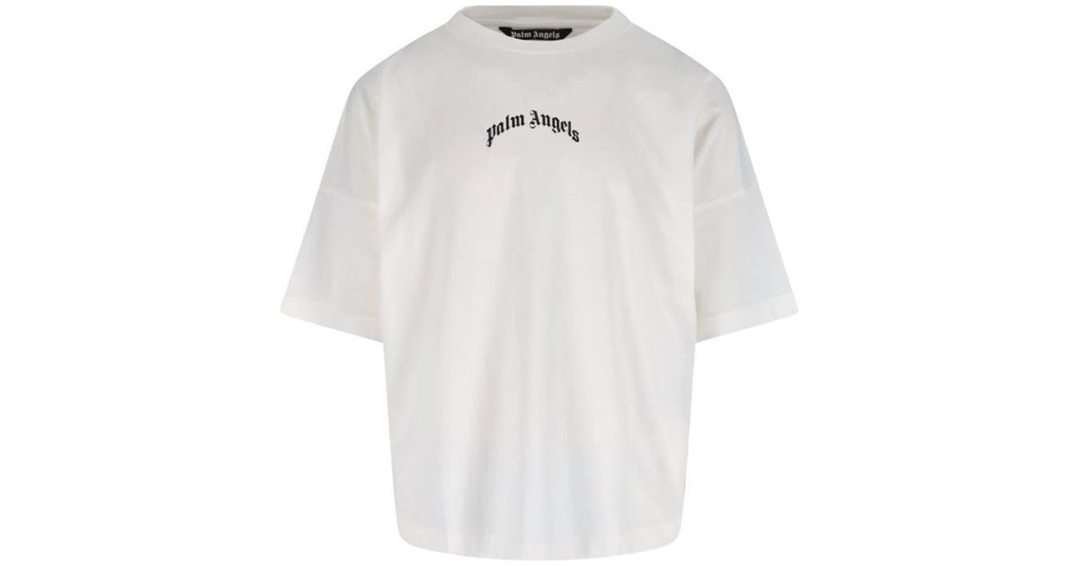 Palm Angels Logo T-Shirt in White for Men | Lyst UK