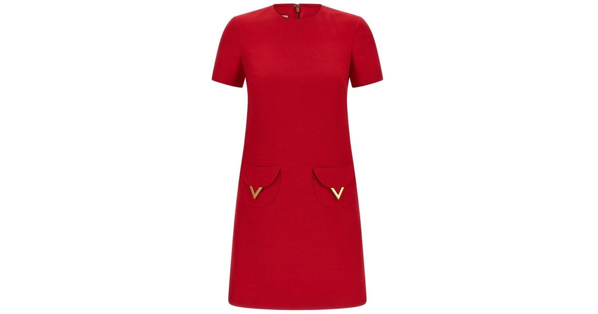 Valentino Garavani V Dress in Red | Lyst UK