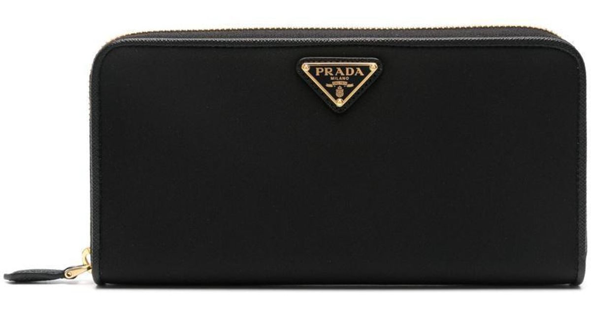 Prada Triangle-Logo Econyl Wallet in Black | Lyst