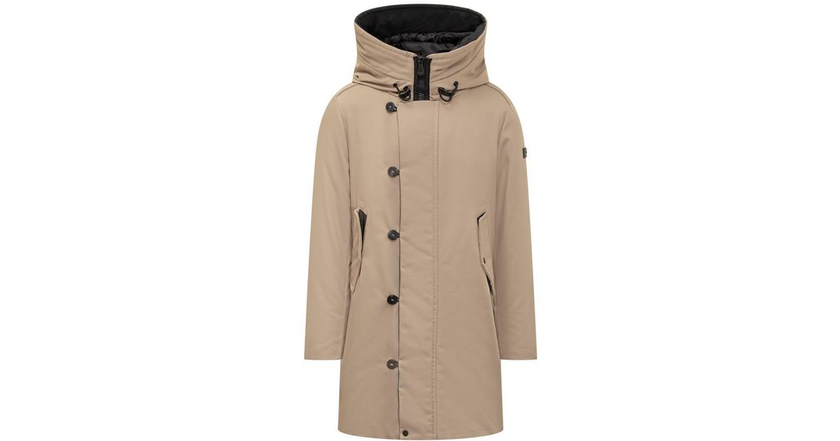 Peuterey Coat With Technical Hood in Natural for Men | Lyst