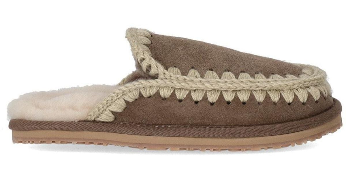 Mou Full Eskimo Stitch Elephant Slipper in Brown | Lyst