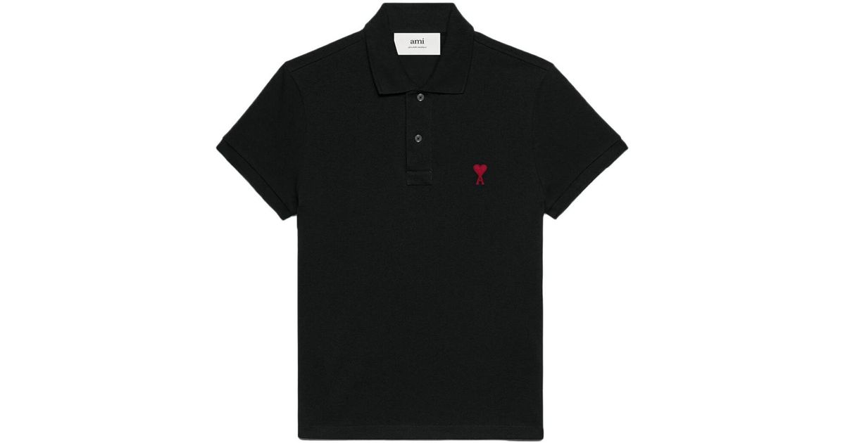 Ami Paris Classic De Coeur Polo Shirt in Black for Men | Lyst UK