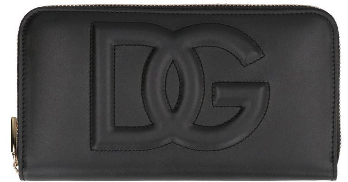 Dolce & Gabbana Dg Logo Leather Zip-around Wallet in Grey | Lyst UK