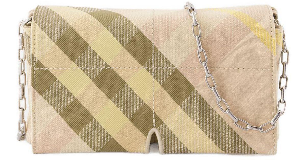 Burberry Snip Mini Wallet On Chain in Natural | Lyst