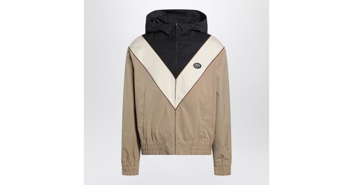 Valentino Garavani Butter And Camel Jacket With Vlogo Patch in Grey for ...