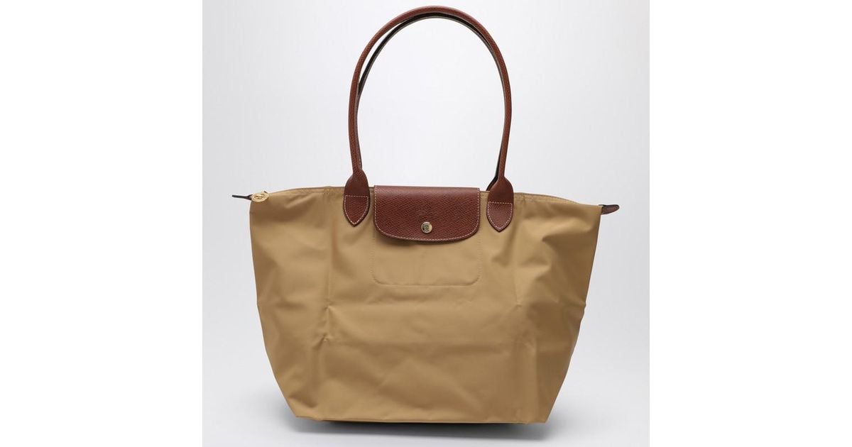 Longchamp Fawn-Coloured Le Pliage Original L Bag in Brown | Lyst