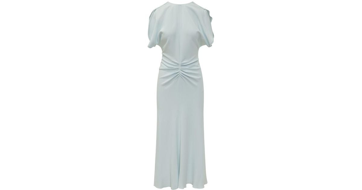Victoria Beckham Gathered Midi Dress in White | Lyst UK