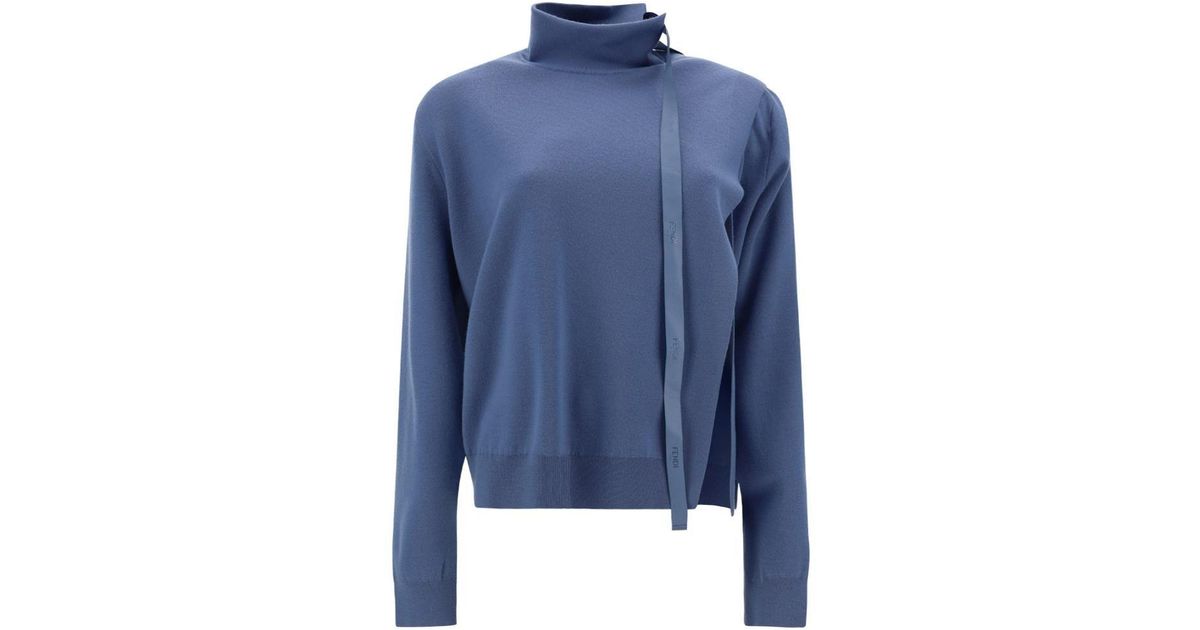 Fendi Wool Pullover With Unique Cut-Out Details And Asymmetrical Slit ...