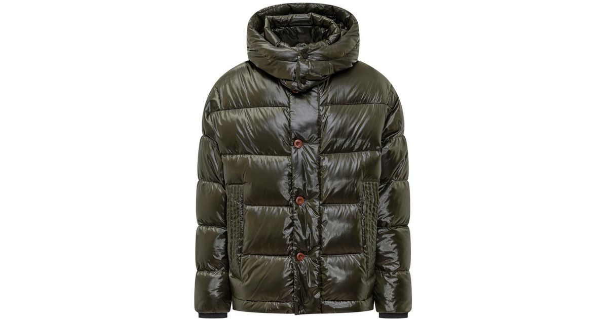 Peuterey Glossy Green Hooded Down Jacket for Men | Lyst