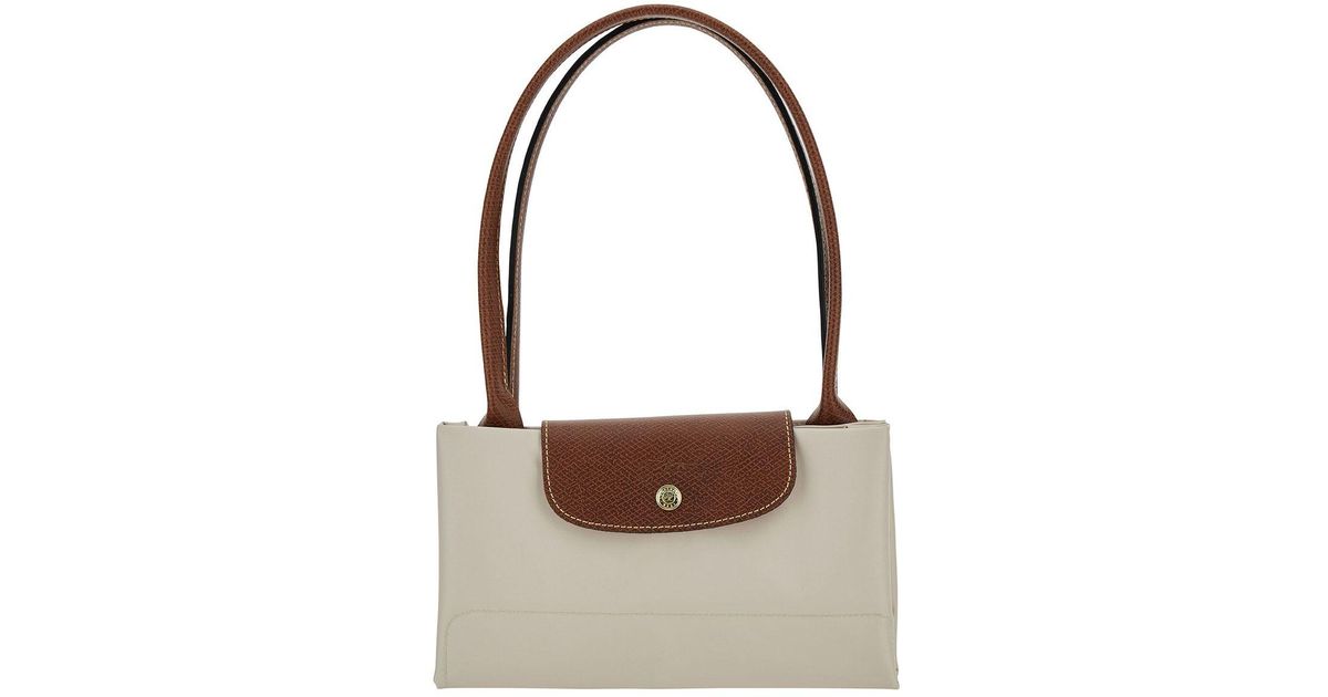 Longchamp 'le Pliage Original' White Shoulder Bag With Embossed Logo In ...