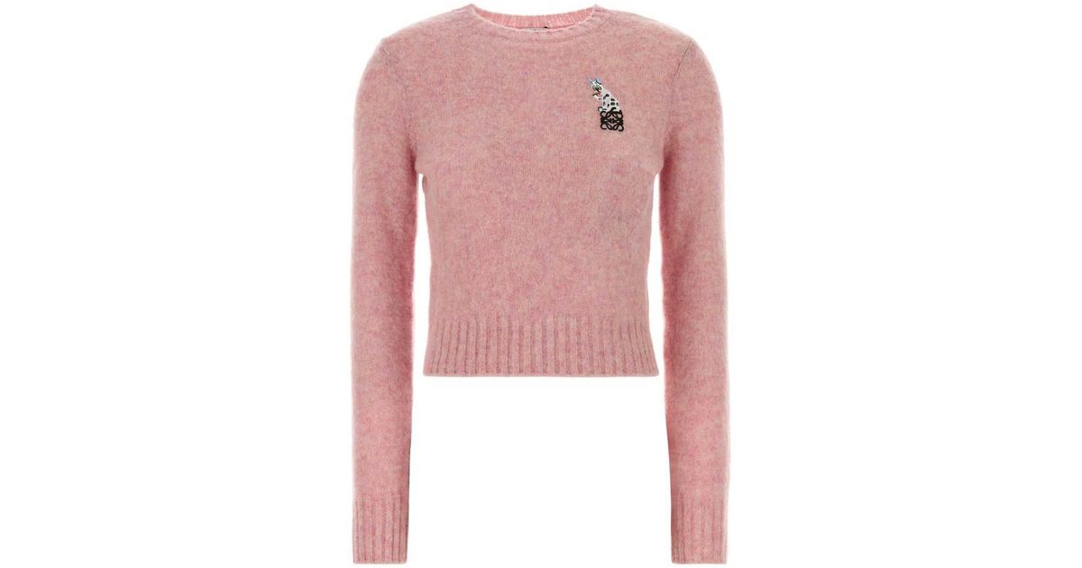 Loewe Melange Pink Wool Sweater | Lyst UK