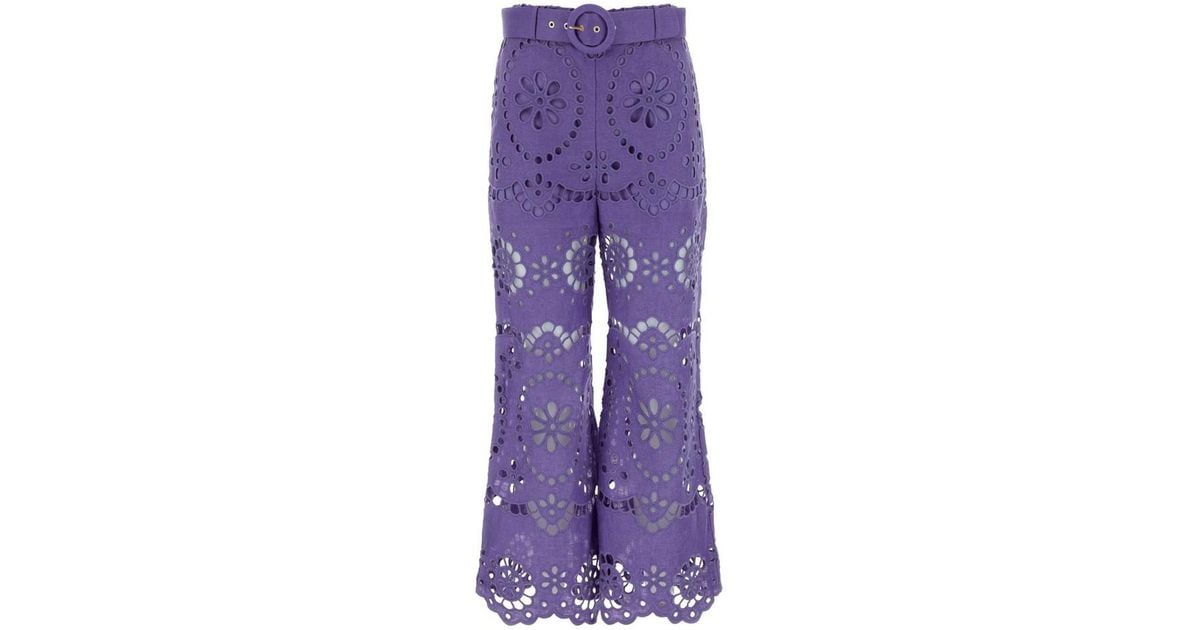 Zimmermann Pants in Purple | Lyst