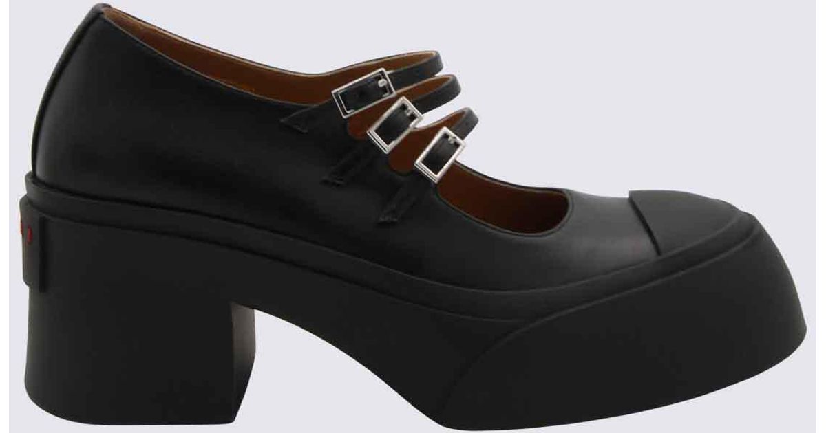 Marni Leather Pablo Mary Jane Pumps in Black | Lyst