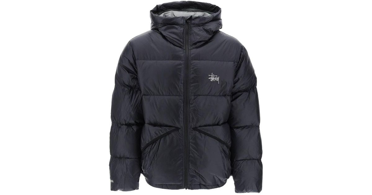 Stussy Hooded Puffer Jacket In Micro Ripstop in Blue for Men | Lyst