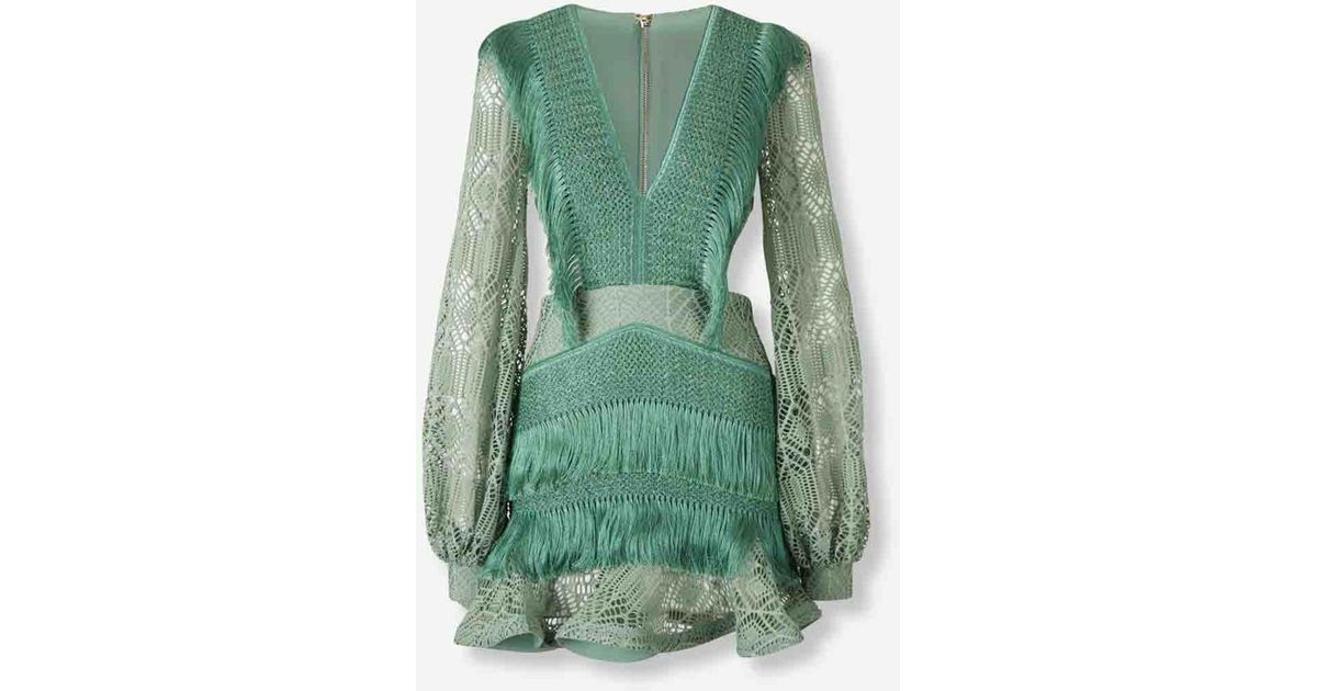 PATBO Mini Fringe Dress in Green | Lyst