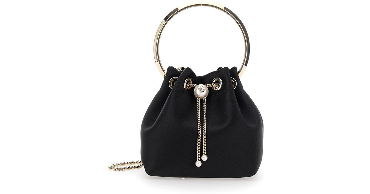 Jimmy Choo 'Bon Bon' Handbag With Metal Bracelet Handle And Chain-Link ...