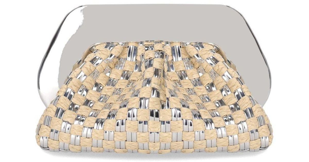 THEMOIRÈ Tia Micro Weaved Straw Laminated Clutch Bag in Natural | Lyst UK