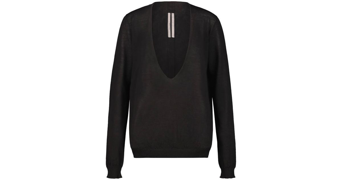 Rick Owens Extreme V-Neck Sweater in Black | Lyst UK