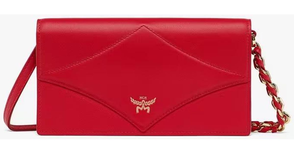 MCM "Diamond" Crossbody Wallet in Red | Lyst