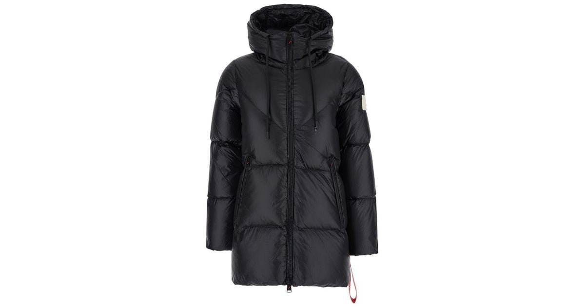 AFTER LABEL 'vienna' Black Hooded Down Jacket In Quilted Tech Fabric ...